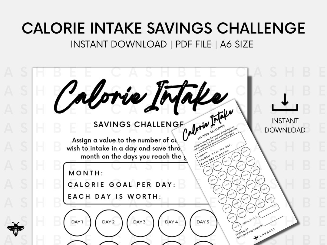 PRINTABLE Calorie Intake Savings Challenge | A6 Size | Instant Download ...