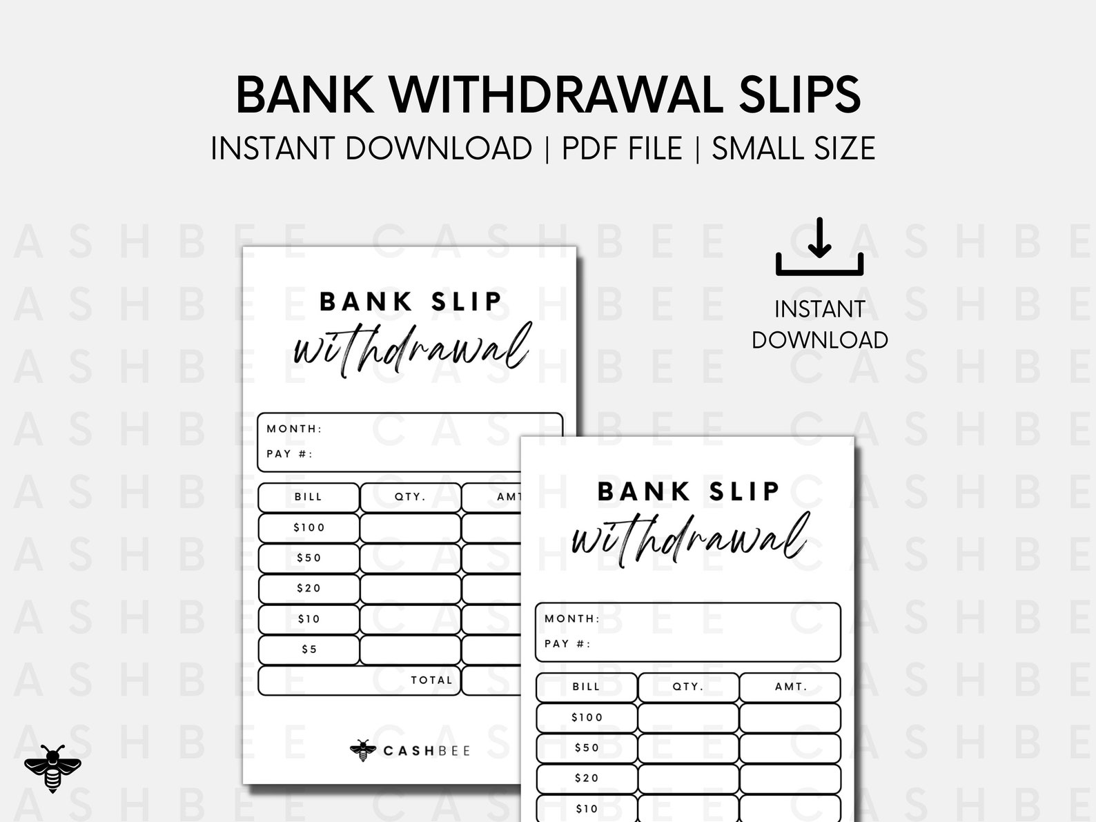 PRINTABLE Bank Withdrawal Slips | Wallet Size | Instant Download PDF ...