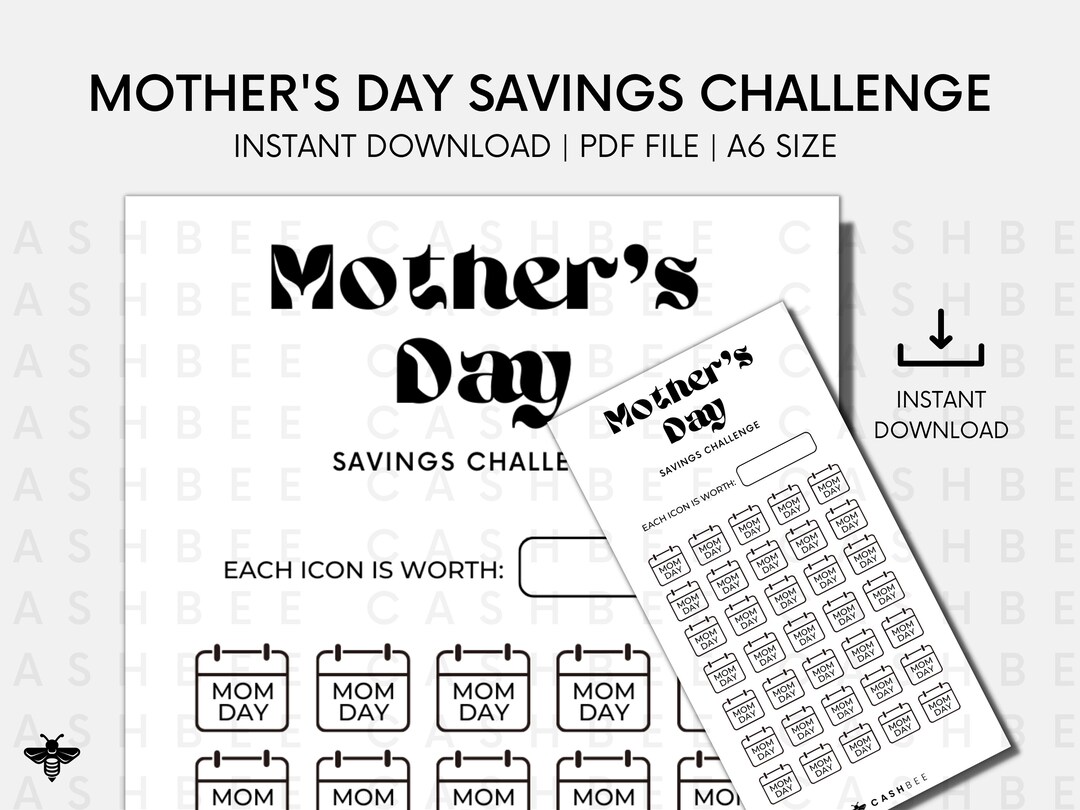 PRINTABLE Mother's Day Savings Challenge | A6 Size | Instant Download ...