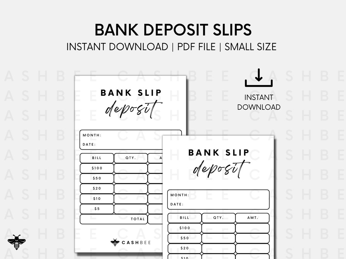 PRINTABLE Bank Deposit Slips | Wallet Size | Instant Download PDF File ...