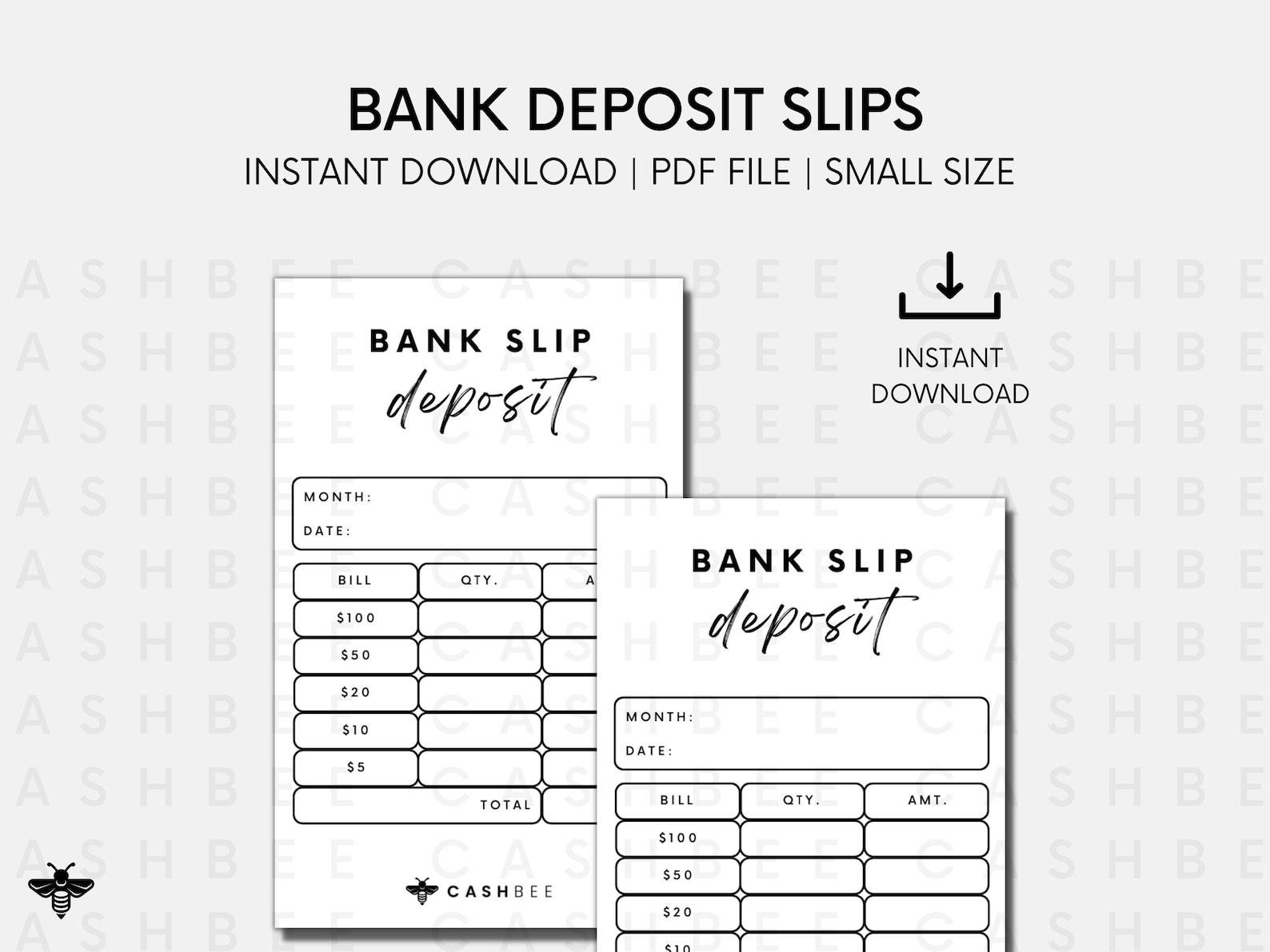 PRINTABLE Bank Deposit Slips | Wallet Size | Instant Download PDF File ...