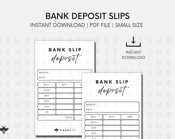 PRINTABLE Bank Deposit Slips Wallet Size Instant Download PDF File - Etsy