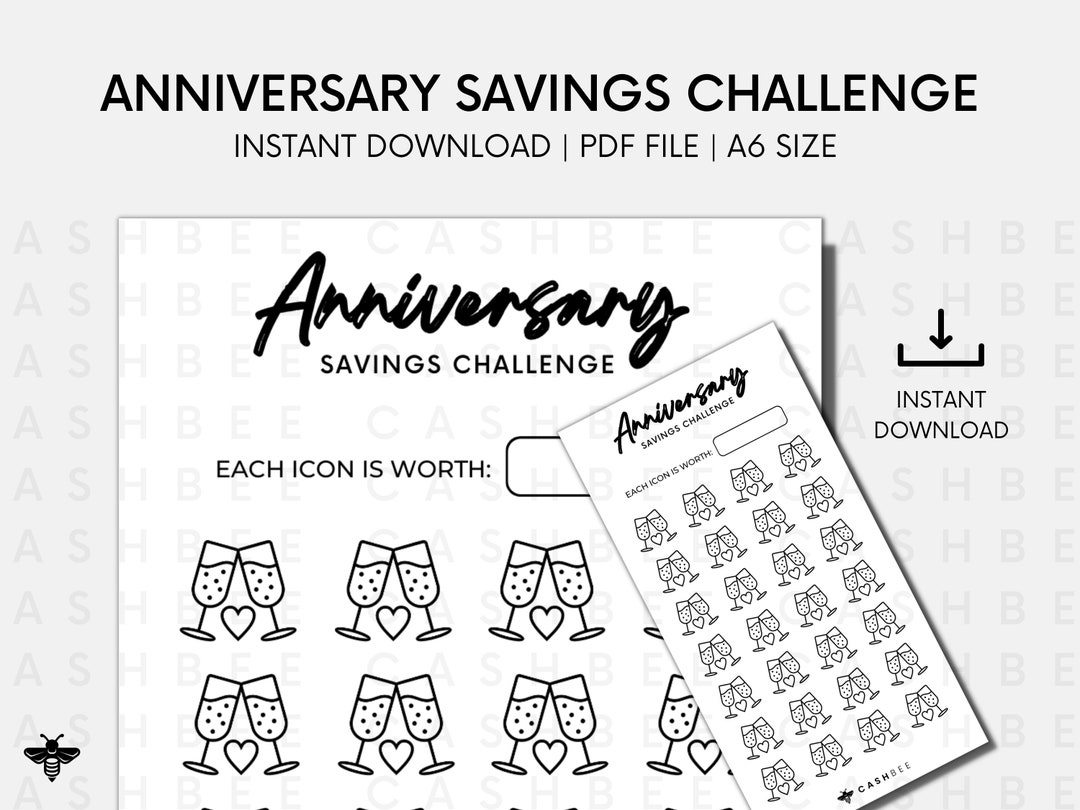 PRINTABLE Anniversary Savings Challenge | A6 Size | Instant Download ...