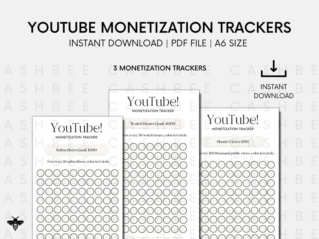 PRINTABLE Youtube Monetization Trackers Bundle | Instant Download ...