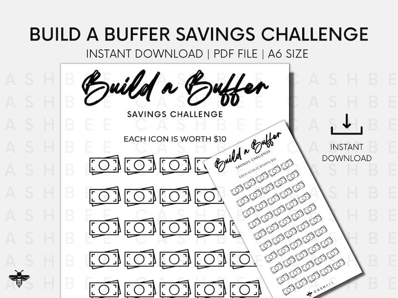 PRINTABLE Build A Buffer Savings Challenge | A6 Size | Instant Download ...