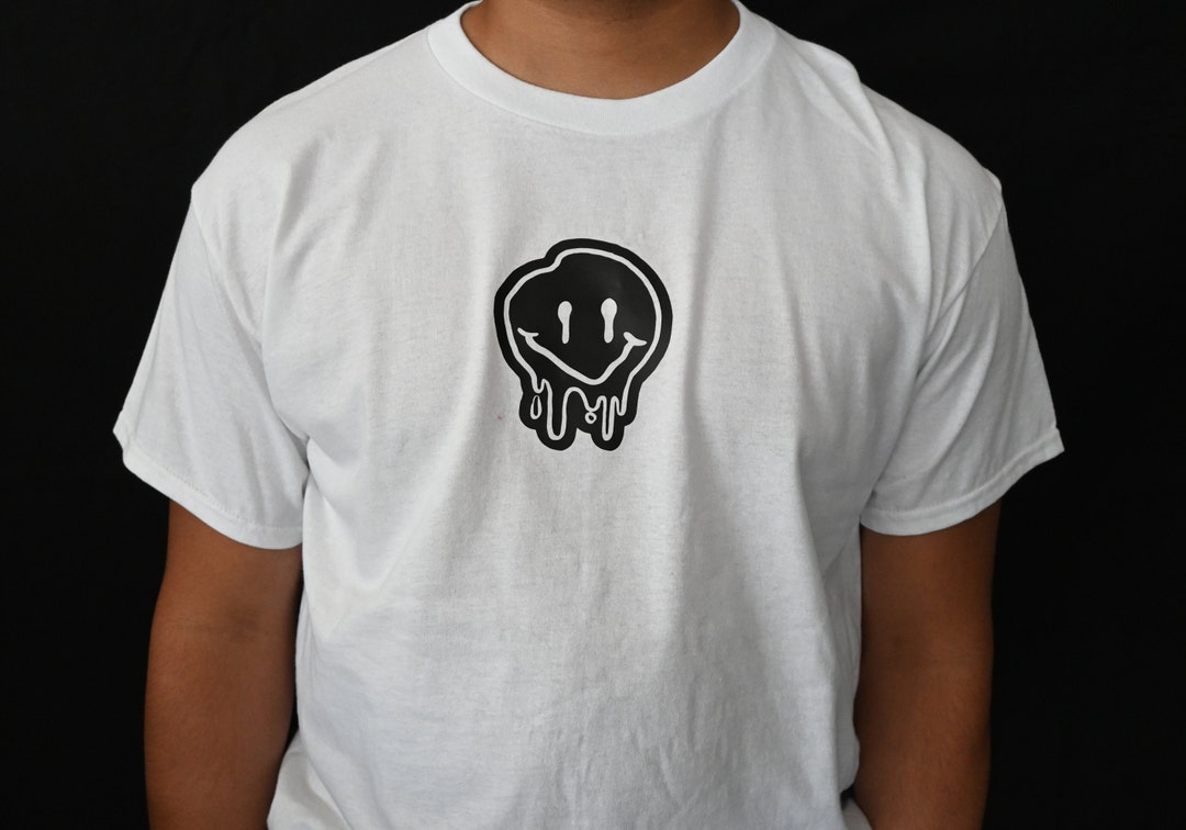 Drippy Smiley Face on T-shirt - Etsy