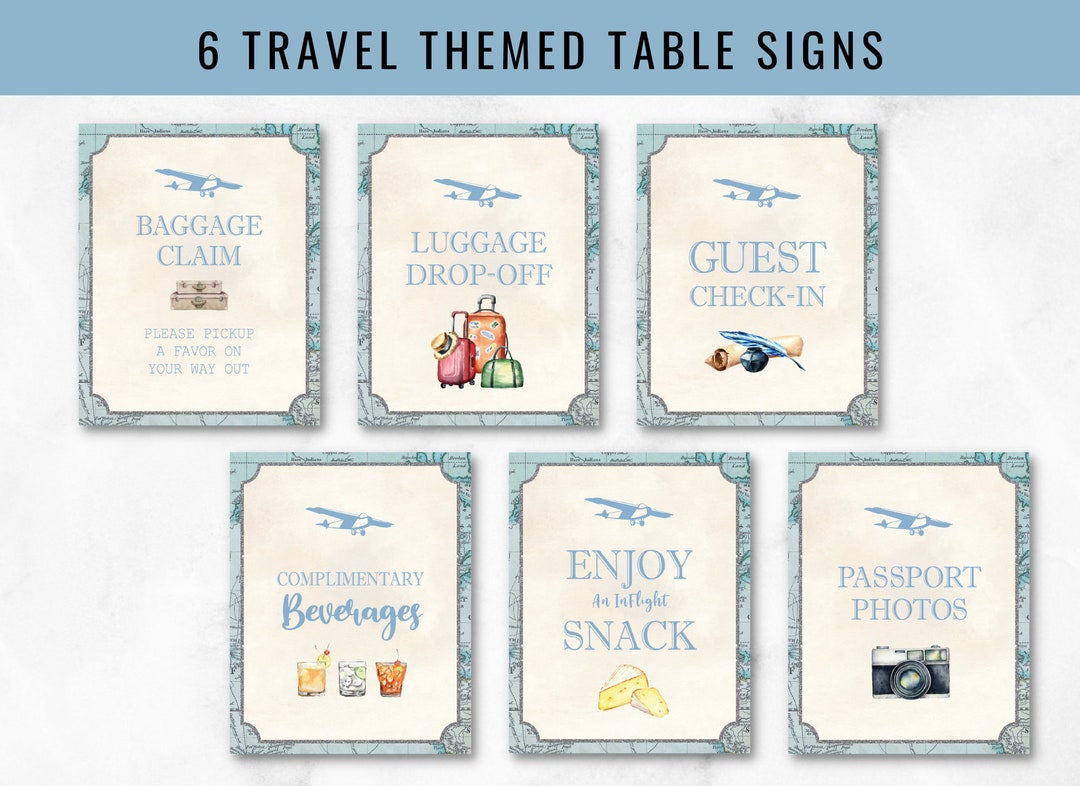 Travel Themed Party Signs, Table Decor, Decoration, Bundle Signs ...
