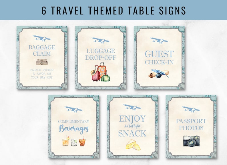 Travel Themed Party Signs, Table Decor, Decoration, Bundle Signs ...