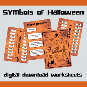 Symbols of Halloween Worksheet | Unscramble Words and Match With ...