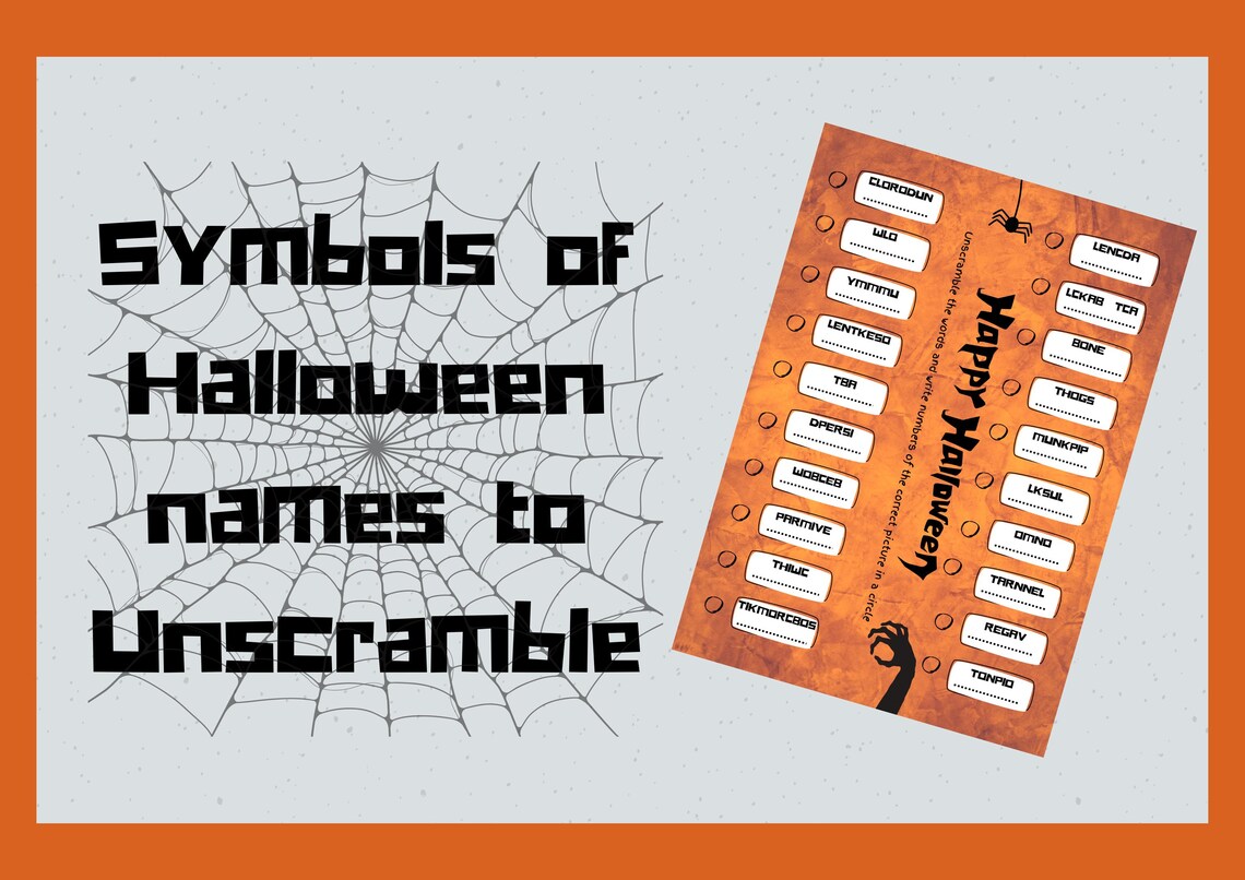Symbols of Halloween Worksheet | Unscramble Words and Match With ...