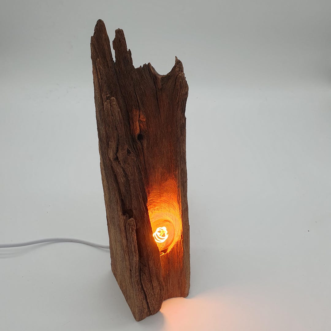 Rustic Oak Lamp Made From Reclaimed Wood | Handmade Unique Table Lamp ...