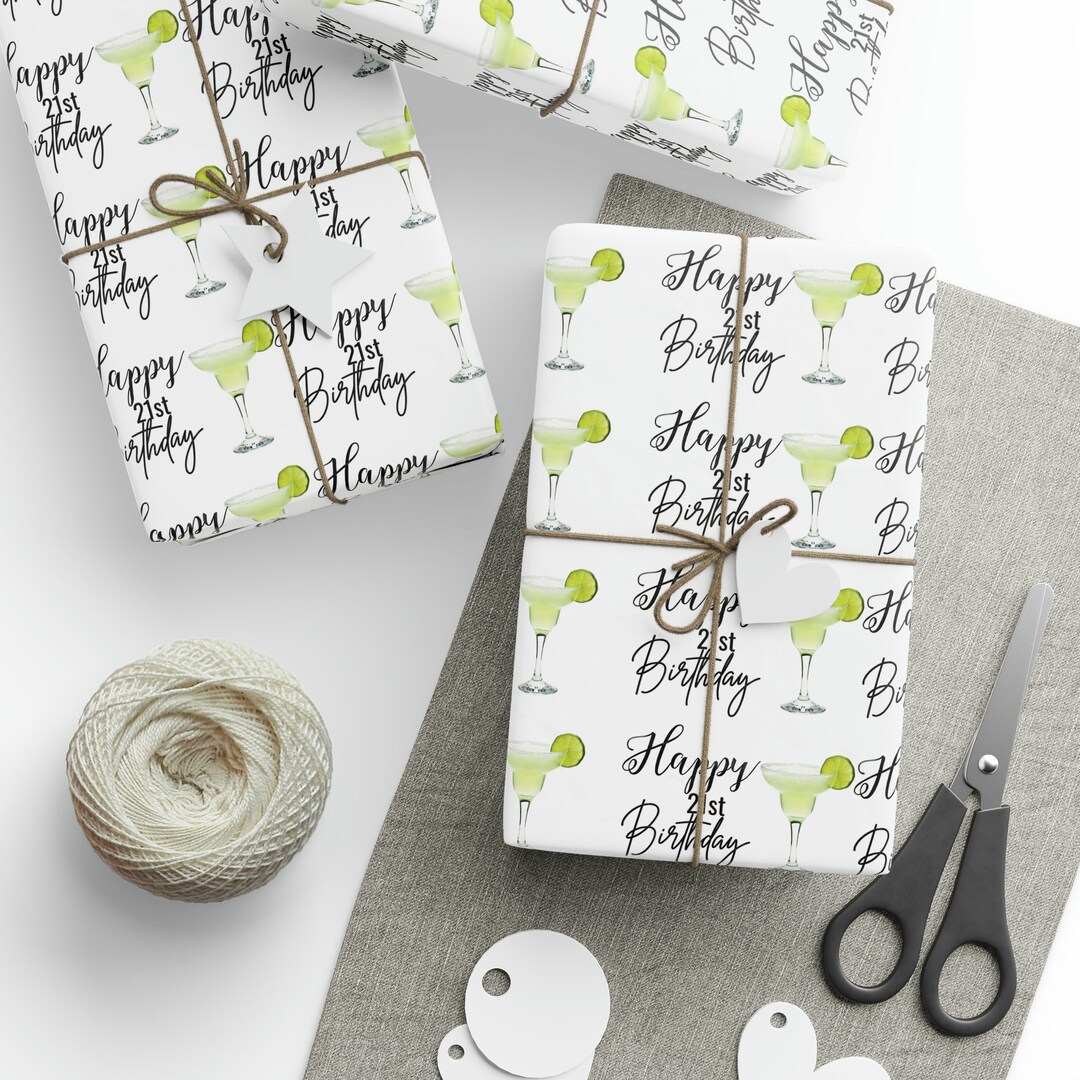 21st Birthday Wrapping Paper, Bday Gift Wrap, Happy 21st Birthday ...