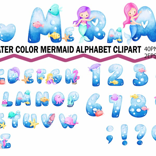 Mermaid Letters - Etsy