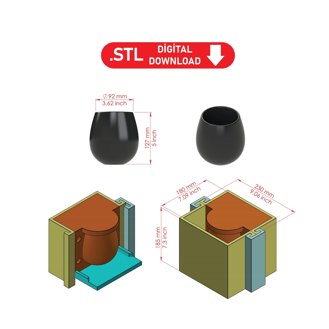 Coffee Mug Plaster Mold: 3D Printer STL File (digital Download) - Etsy