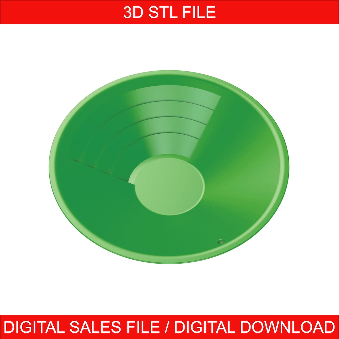 Gold Pan 10 Inch STL File | Gold Mining STL Files | Gold Mining Sluice ...