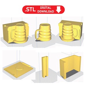 3D Printer Coffee Mug Mold STL File: Ceramic Slip Casting (digital ...