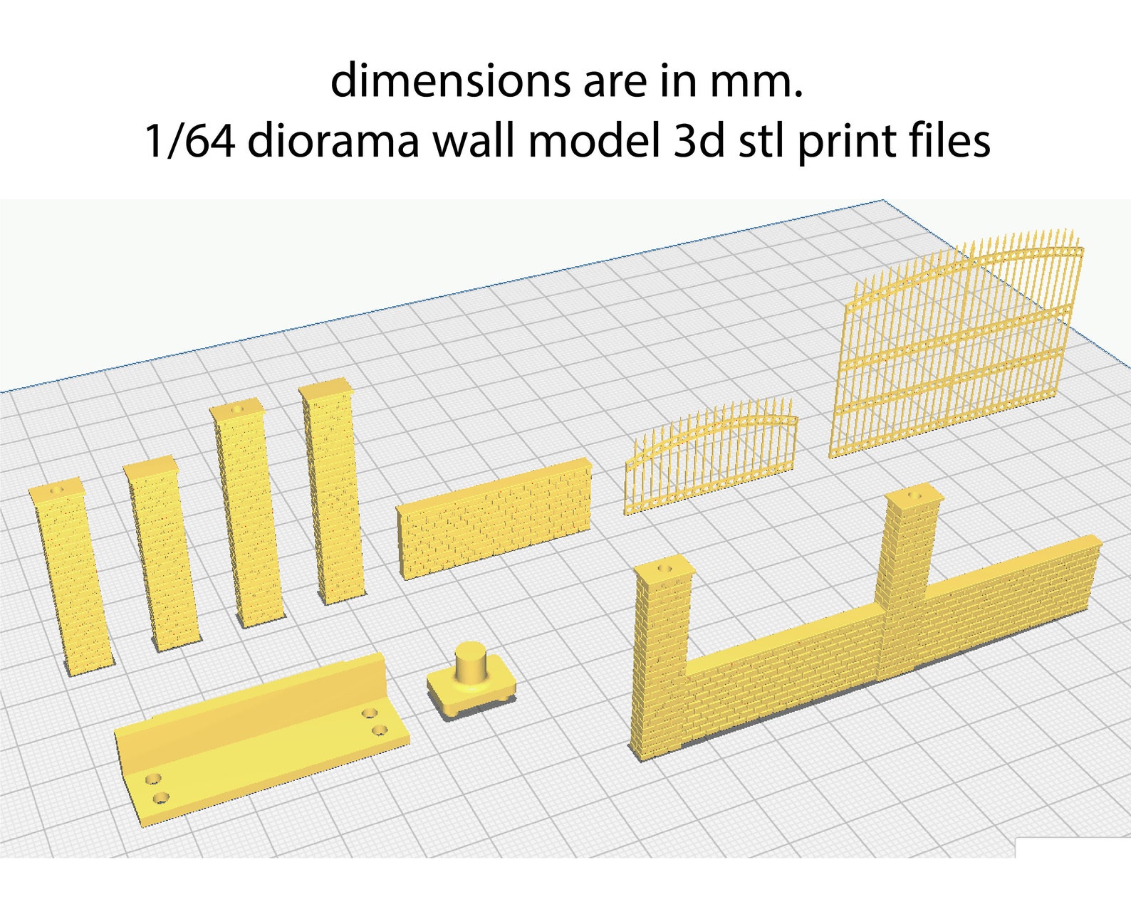 1/64 Scale Diorama Stone Wall and Fence Stl File Garden Wall 3d Stl ...