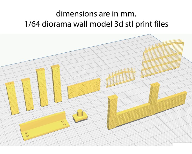 1/64 Scale Diorama Stone Wall and Fence Stl File Garden Wall 3d Stl ...
