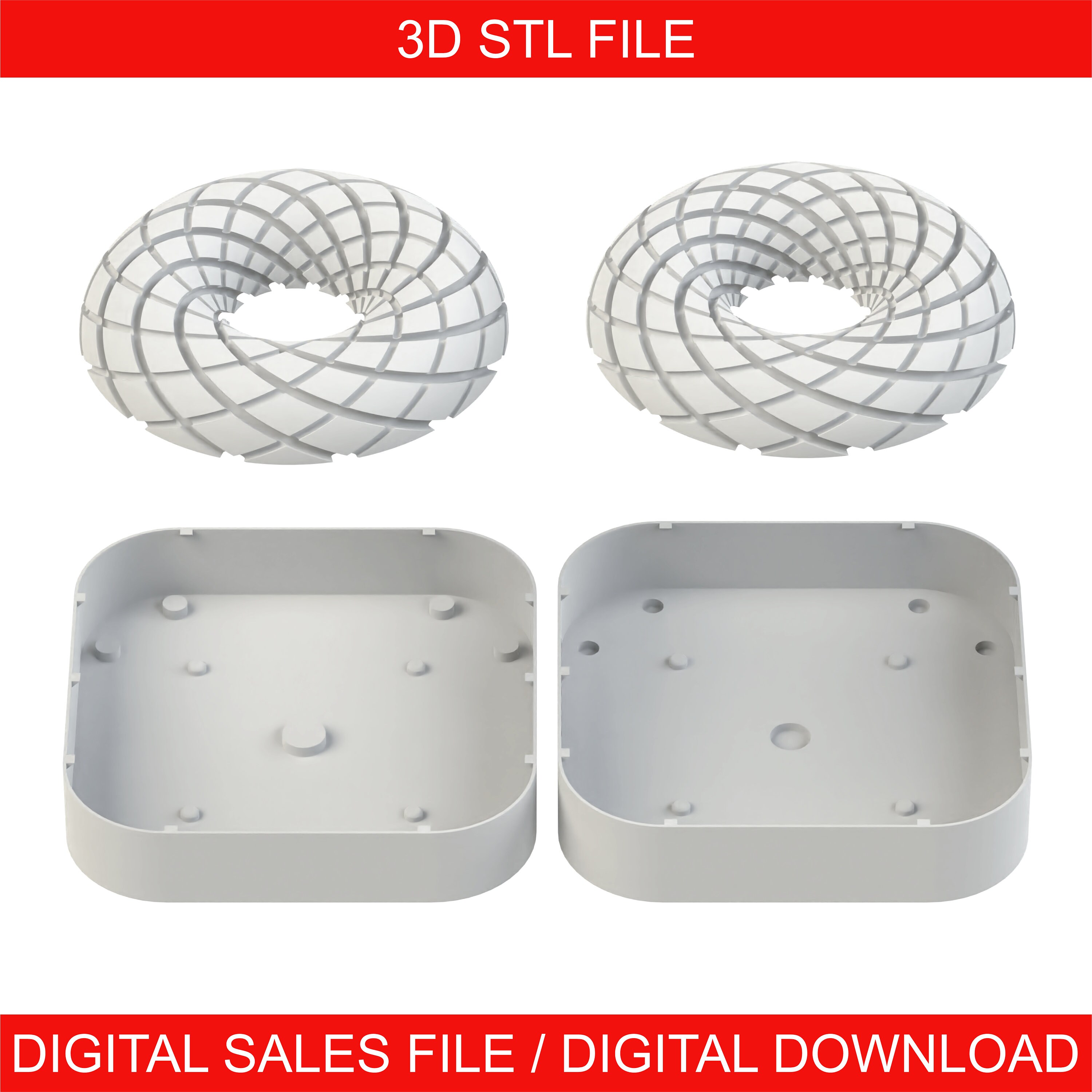 200x200x70mm Rodin Coils 3D Silicone Mold Drawing and Bottom Box ...