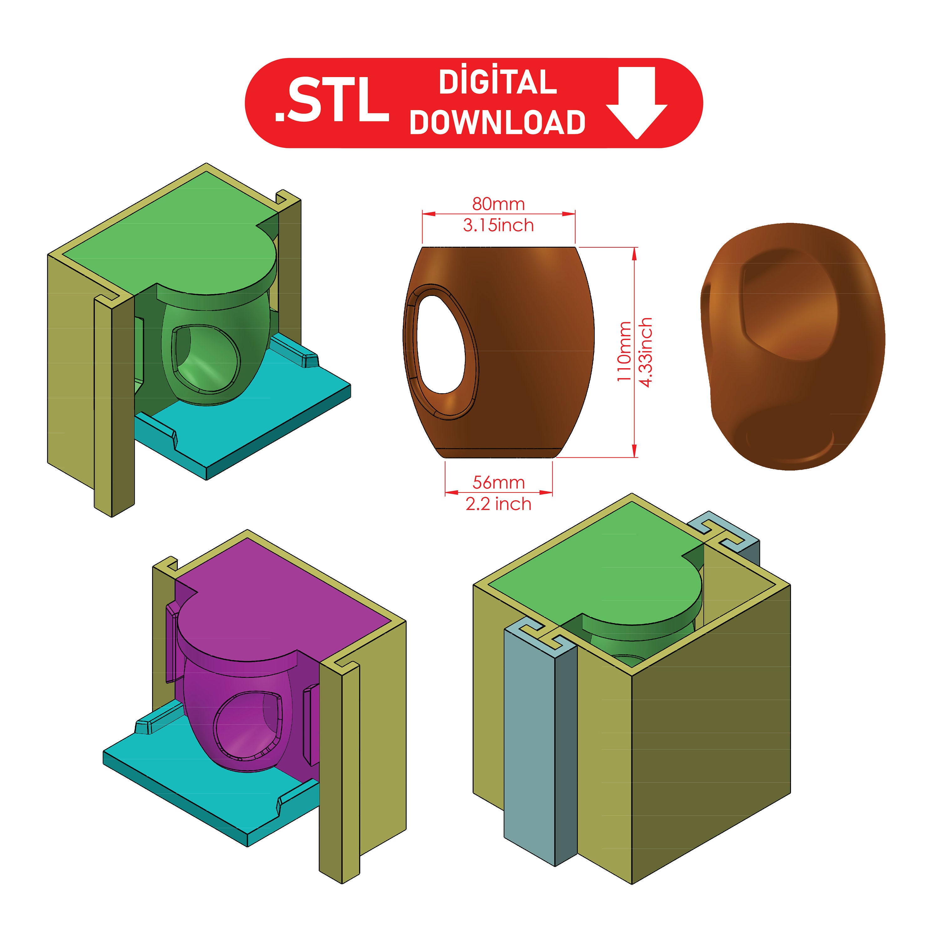 Coffee Mug Plaster Mold 3d Printer STL File, Ceramic Mold Mug Mold ...