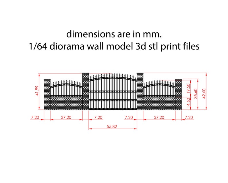 1/64 Scale Diorama Stone Wall and Fence Stl File Garden Wall 3d Stl ...