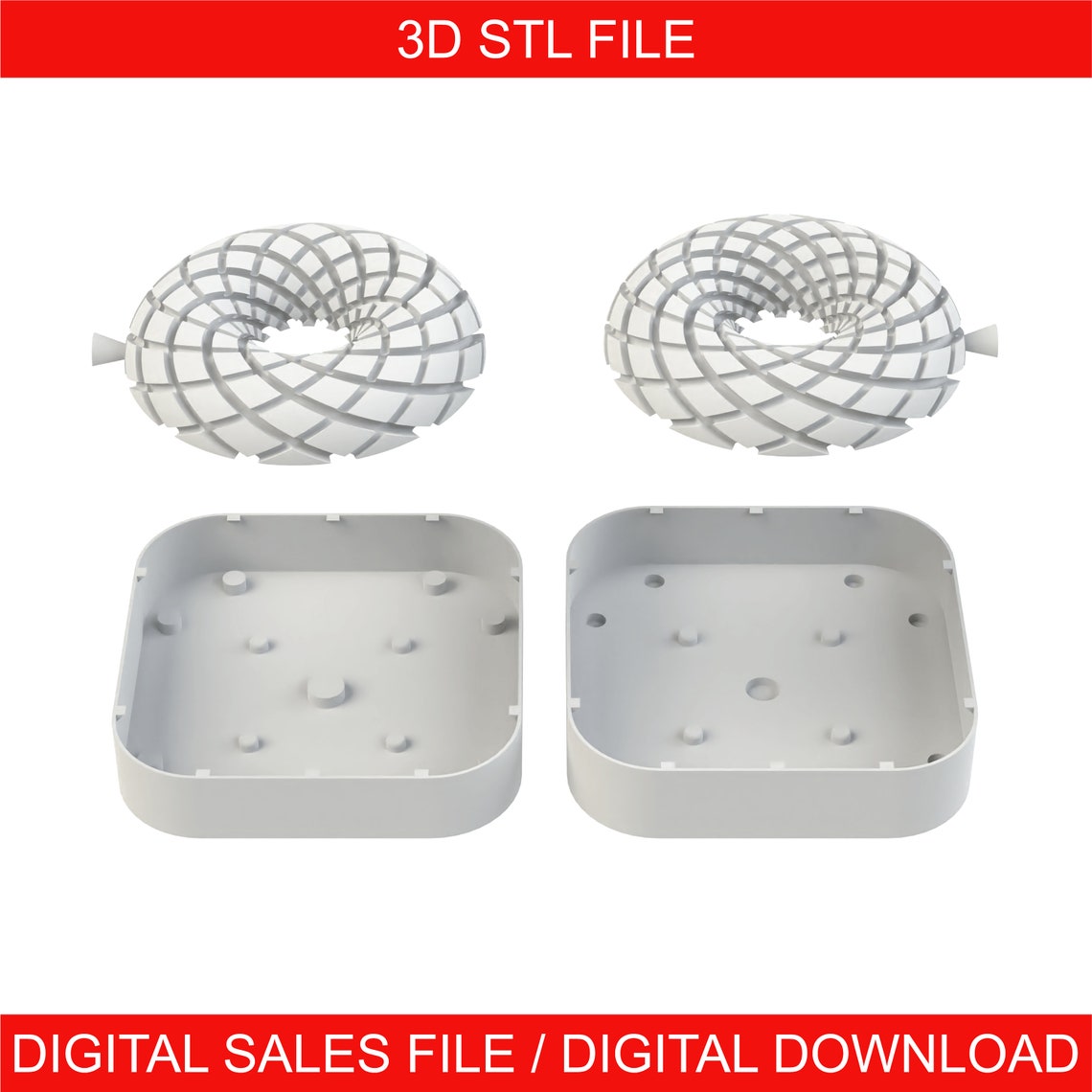 150x150x55mm Rodin Coils 3D Silicone Mold Drawing and Bottom Box ...