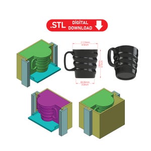 3D Printer Coffee Mug Mold STL File: Ceramic Slip Casting (digital ...