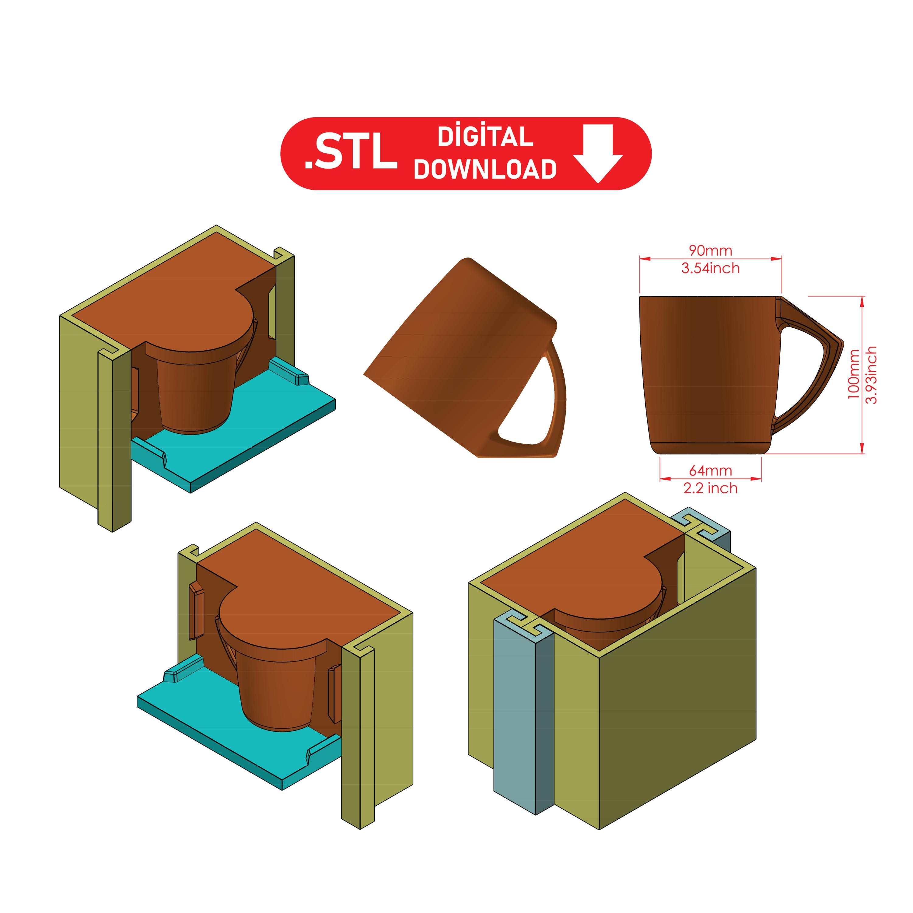 Coffee Mug Plaster Mold 3d Printer STL File, Ceramic Mold Mug Mold ...