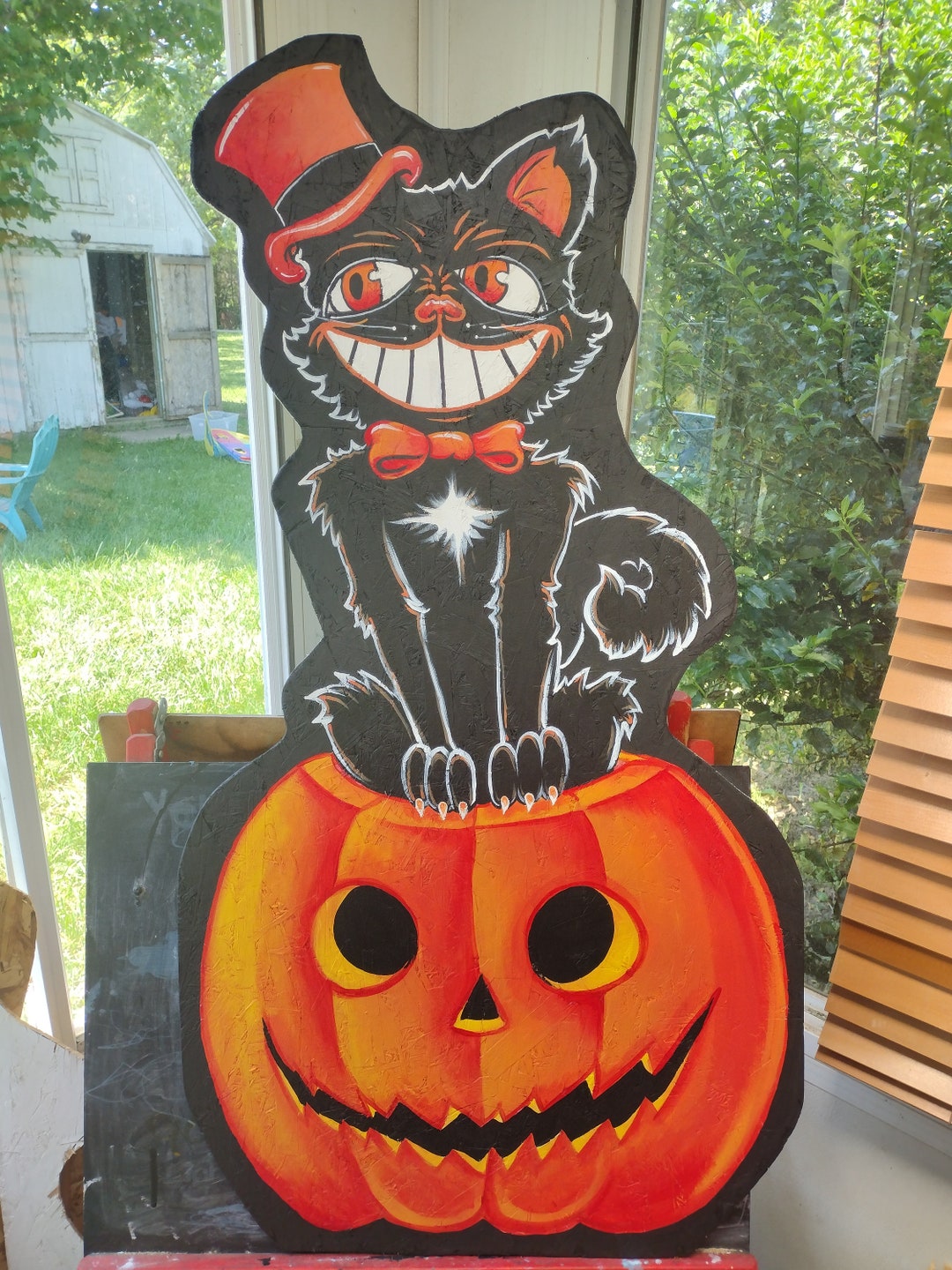 Halloween Black Cat Pumpkin Jack O Lantern Yard Art Display - Etsy