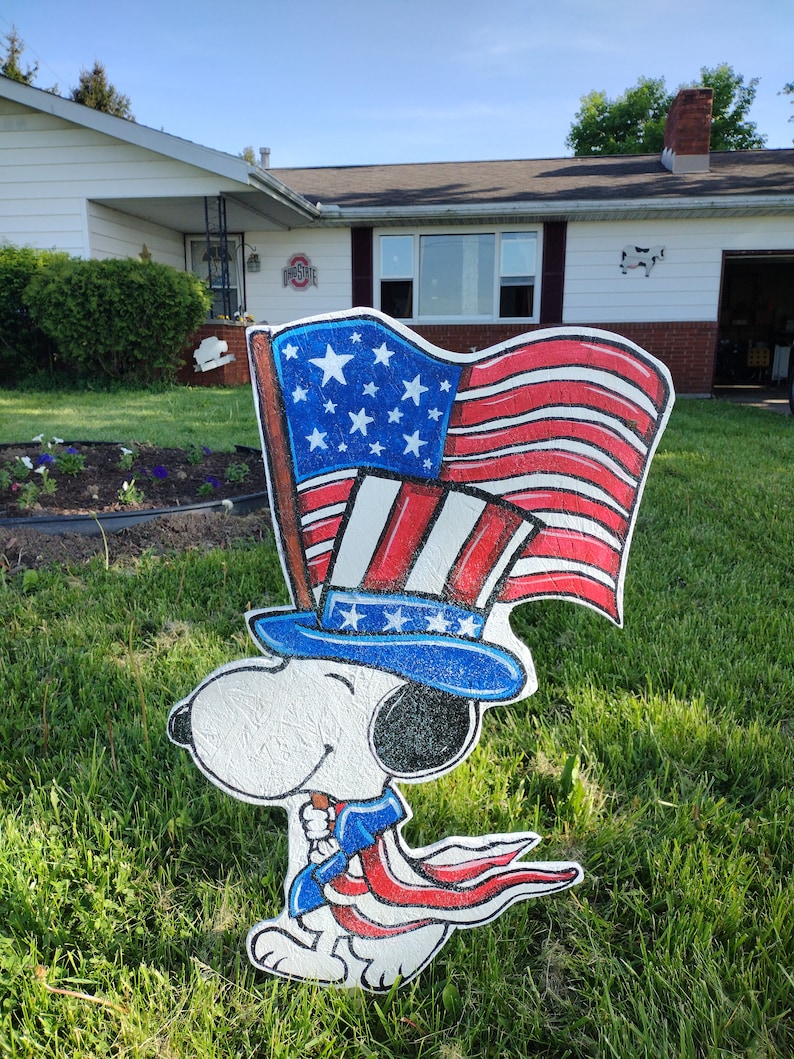 Patriotic Snoopy Peanuts Wood Cutout Yard Decor USA July 4th - Etsy