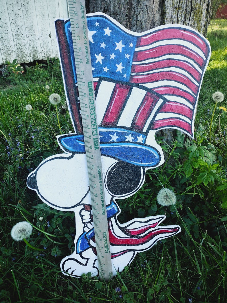 Patriotic Snoopy Peanuts Wood Cutout Yard Decor USA July 4th - Etsy