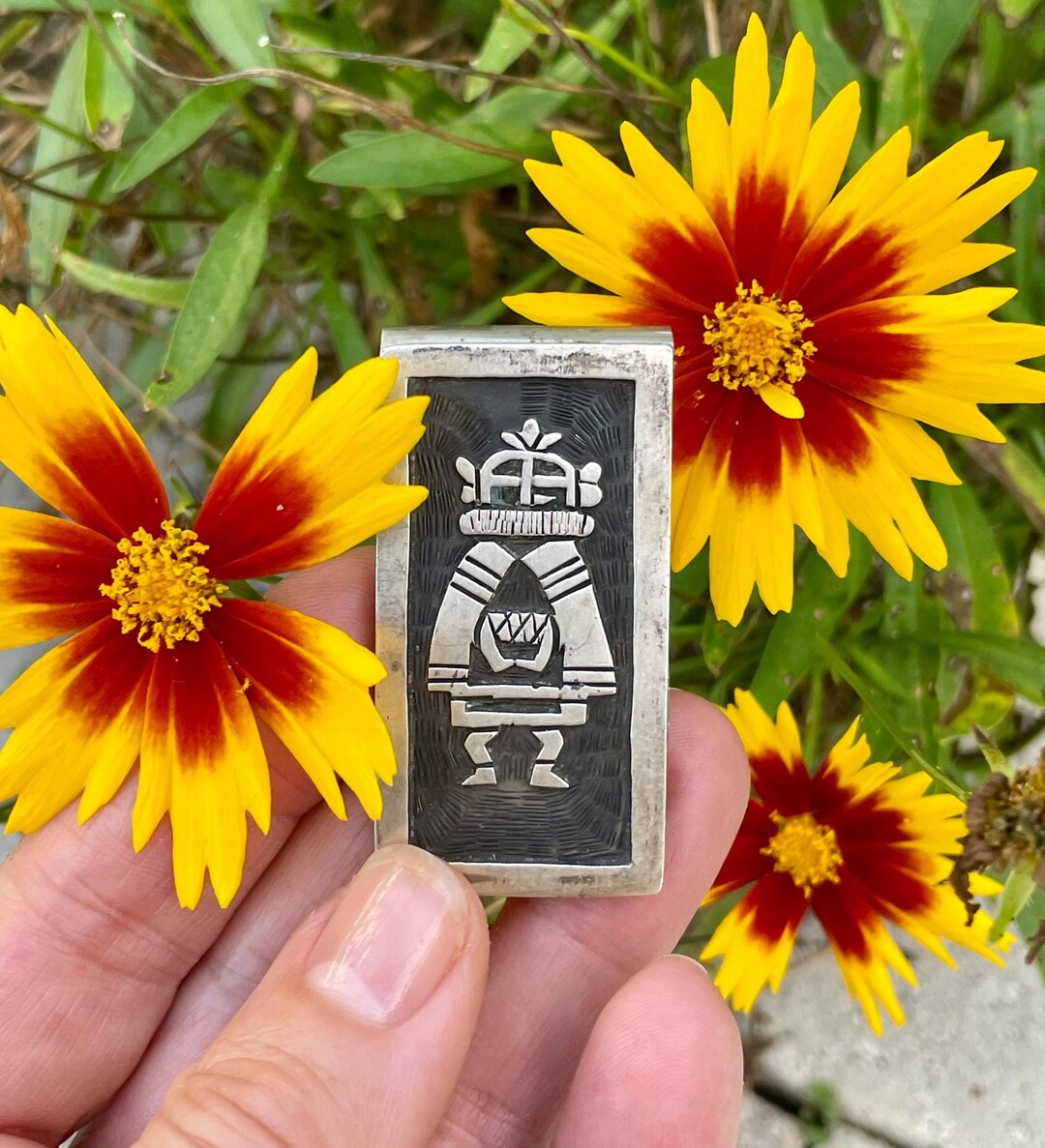 Mud Head Money Clip Native American Kachina Hopi Holder Overlay Patina ...