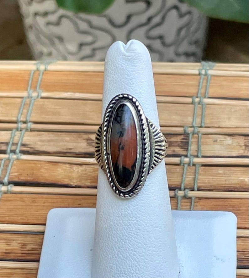 Fred Harvey Era Petrified Wood Ring Size 5 1/2 Navajo Fossil Old Pawn ...