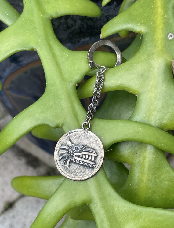 Quetzalcoatl Mayan Aztec Key Chain Key Ring ALL STERL… - Gem