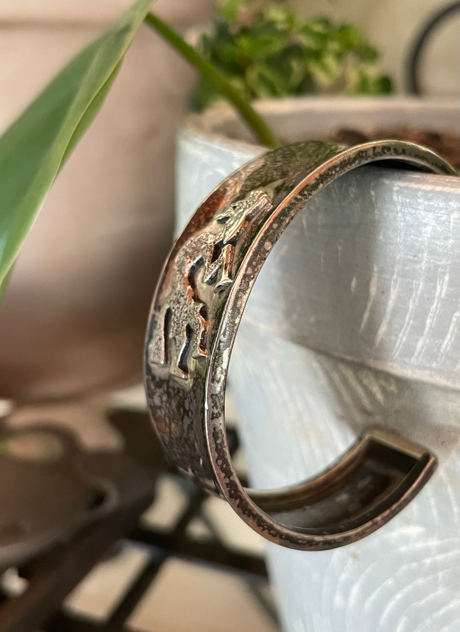 Small Wrist Kokopelli Cuff 23g Navajo Aged Patina Anna Begay Signed AB ...