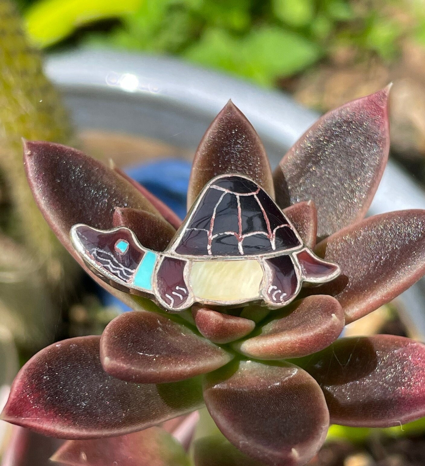 Turtle Brooch Pin Pendant Zuni Inlay Scratch Detail Signed eva Etsate ...
