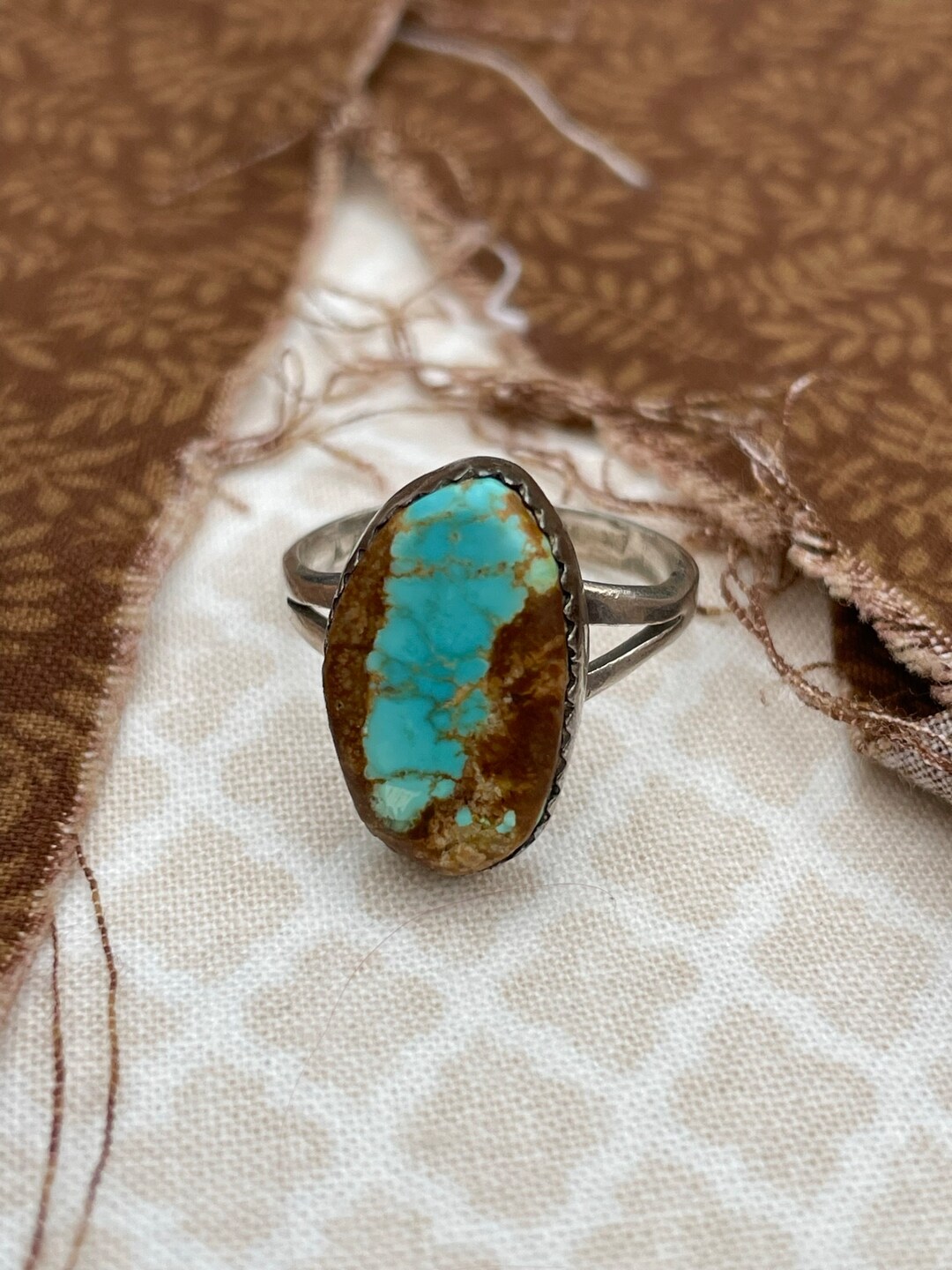 BUY&TRY* Brown Matrix Turquoise Signed Navajo Amos Hasken* Sz 8 Ring ...