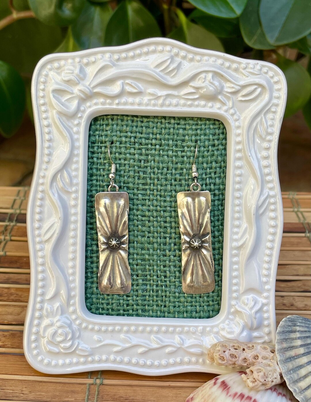 Starburst Stamped Native American Repousse Navajo Sterling Rectangle ...