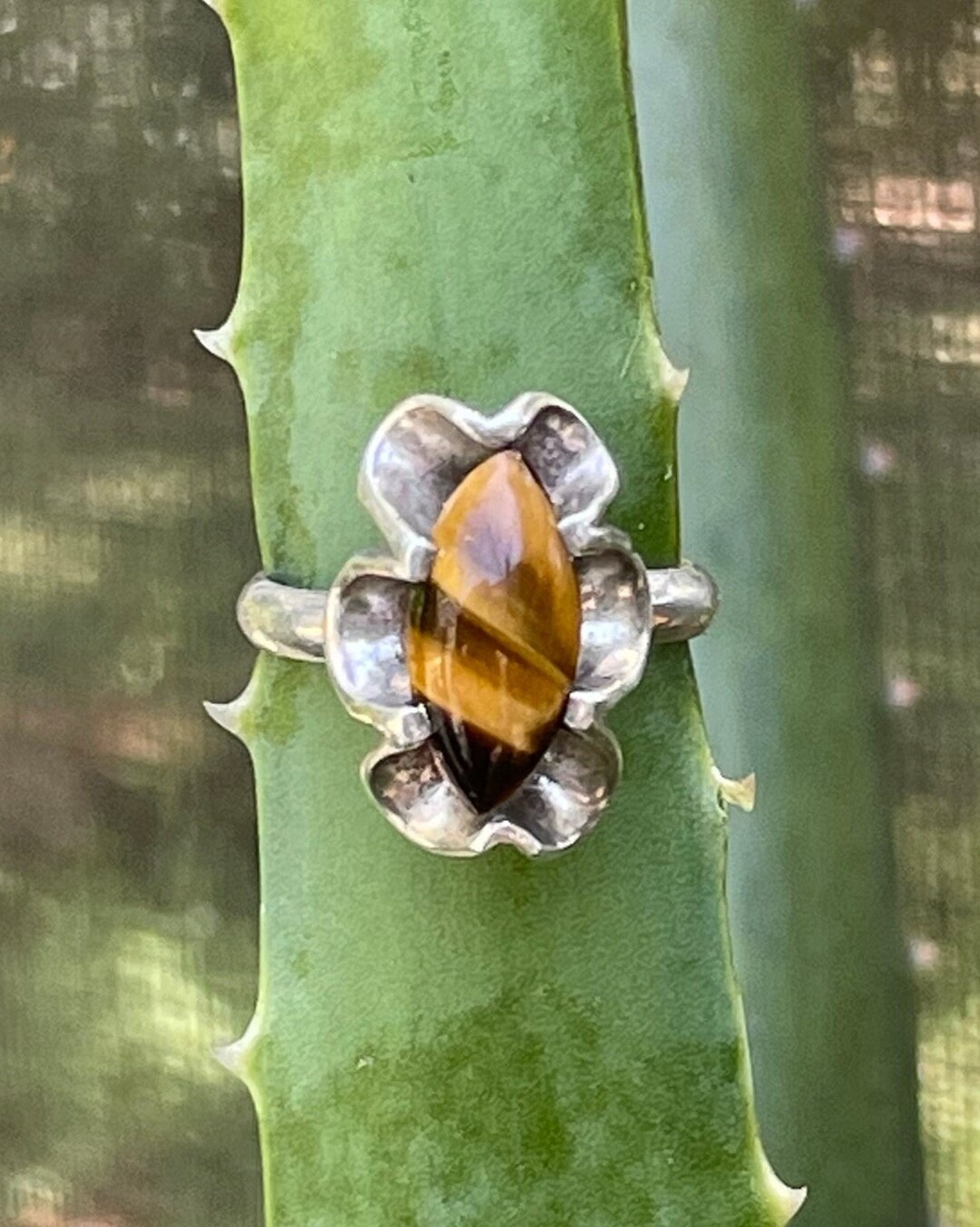 Caramel Colors 1960-70's Faust Signed Mexico Marquise Tiger's Eye Ring ...