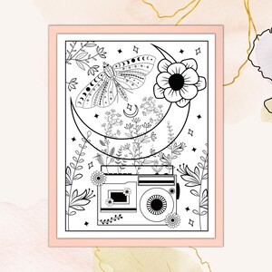 10 Floral Moon Printable Coloring Pages, Beautiful Coloring, Floral ...