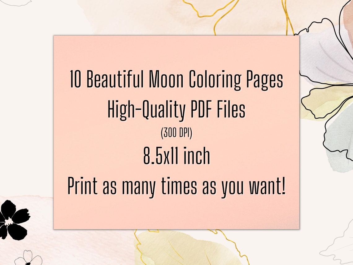 10 Floral Moon Printable Coloring Pages, Beautiful Coloring, Floral ...