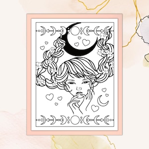 10 Floral Moon Printable Coloring Pages, Beautiful Coloring, Floral ...