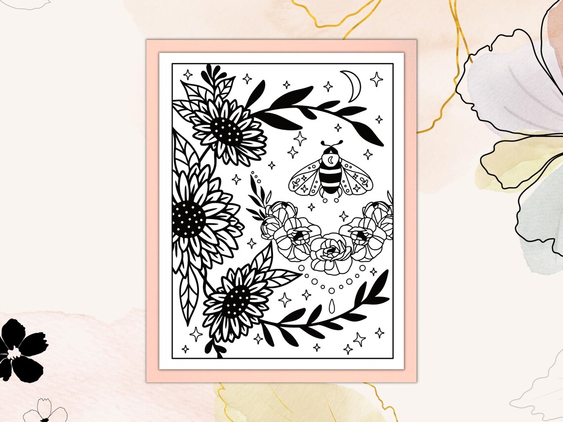 10 Floral Moon Printable Coloring Pages, Beautiful Coloring, Floral ...