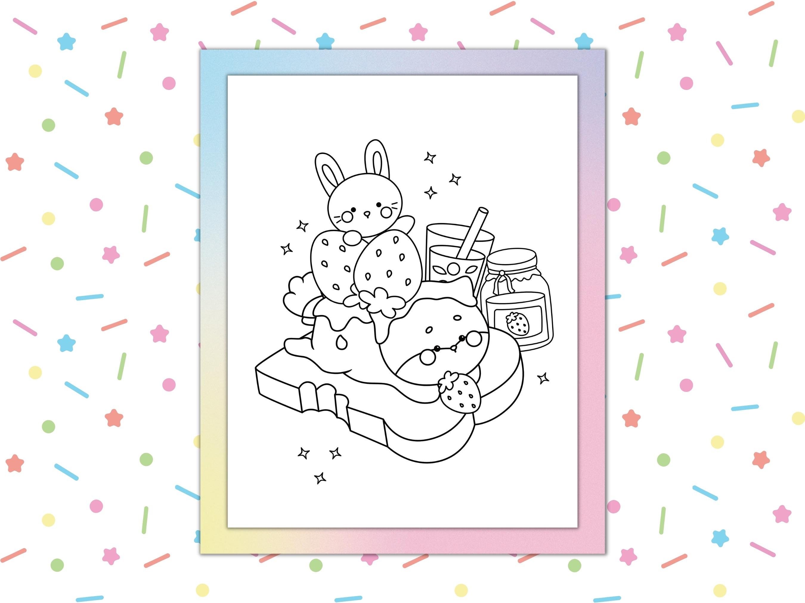 10 Printable Kawaii Bunny Coloring Pages, Coloring Page Pdf, Bunny ...