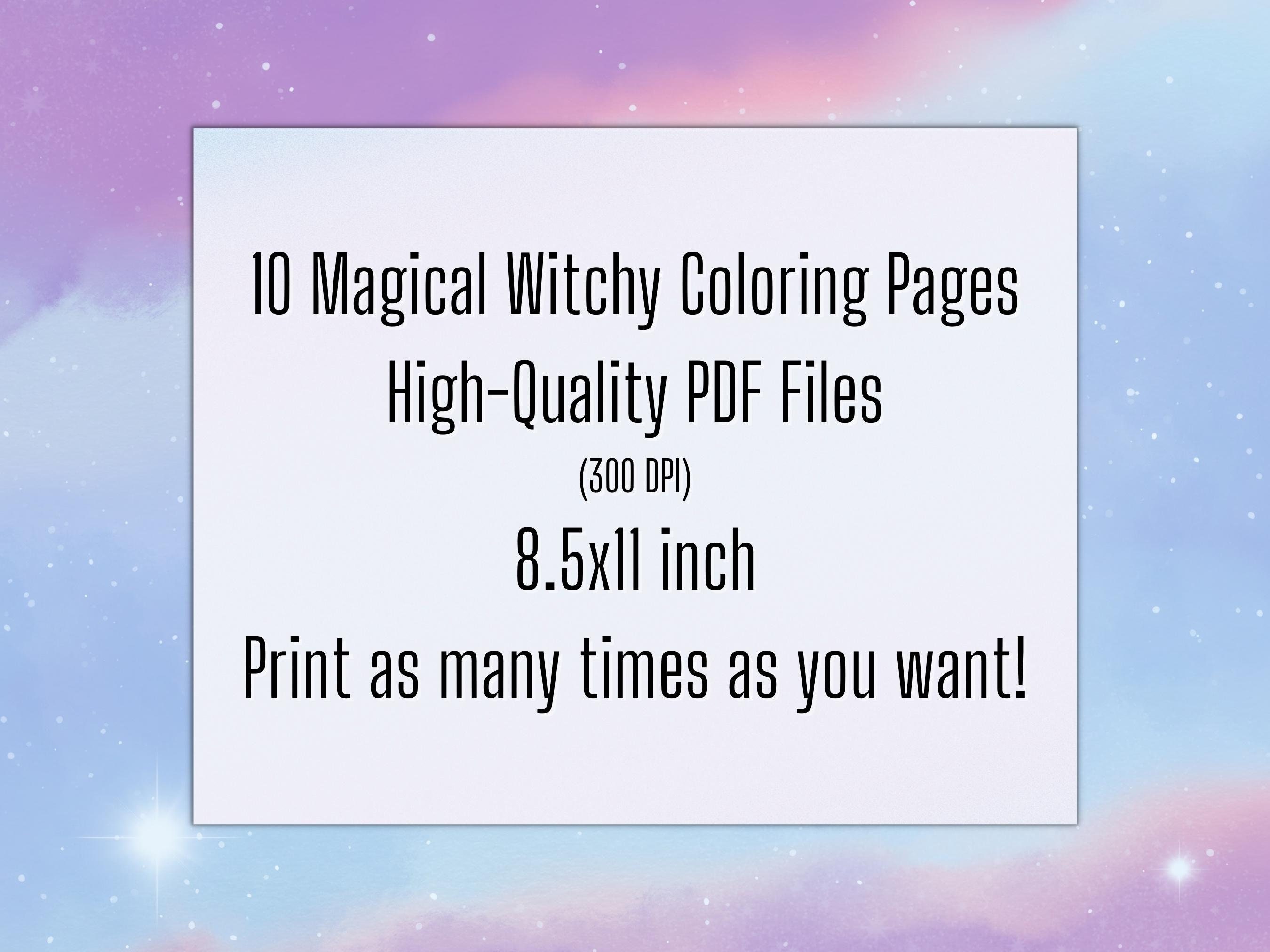 10 Magical Witch Coloring Pages Pdf Printable Witchy Things - Etsy
