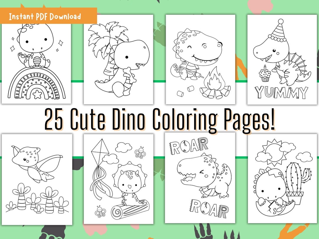 25 Cute Dino Coloring Pages, Dinosaur Printable, Cute Dinosaur Coloring ...