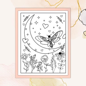 10 Floral Moon Printable Coloring Pages, Beautiful Coloring, Floral ...