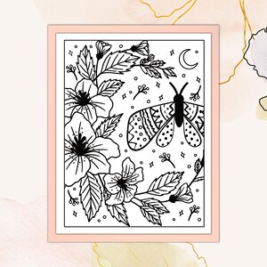 10 Floral Moon Printable Coloring Pages, Beautiful Coloring, Floral ...
