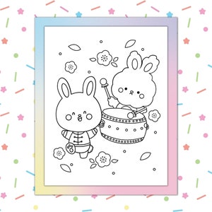 10 Printable Kawaii Bunny Coloring Pages, Coloring Page Pdf, Bunny ...