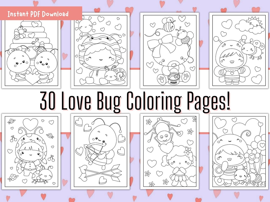 30 Love Bug Valentine's Day Coloring Pages, Cute Coloring Pages for ...